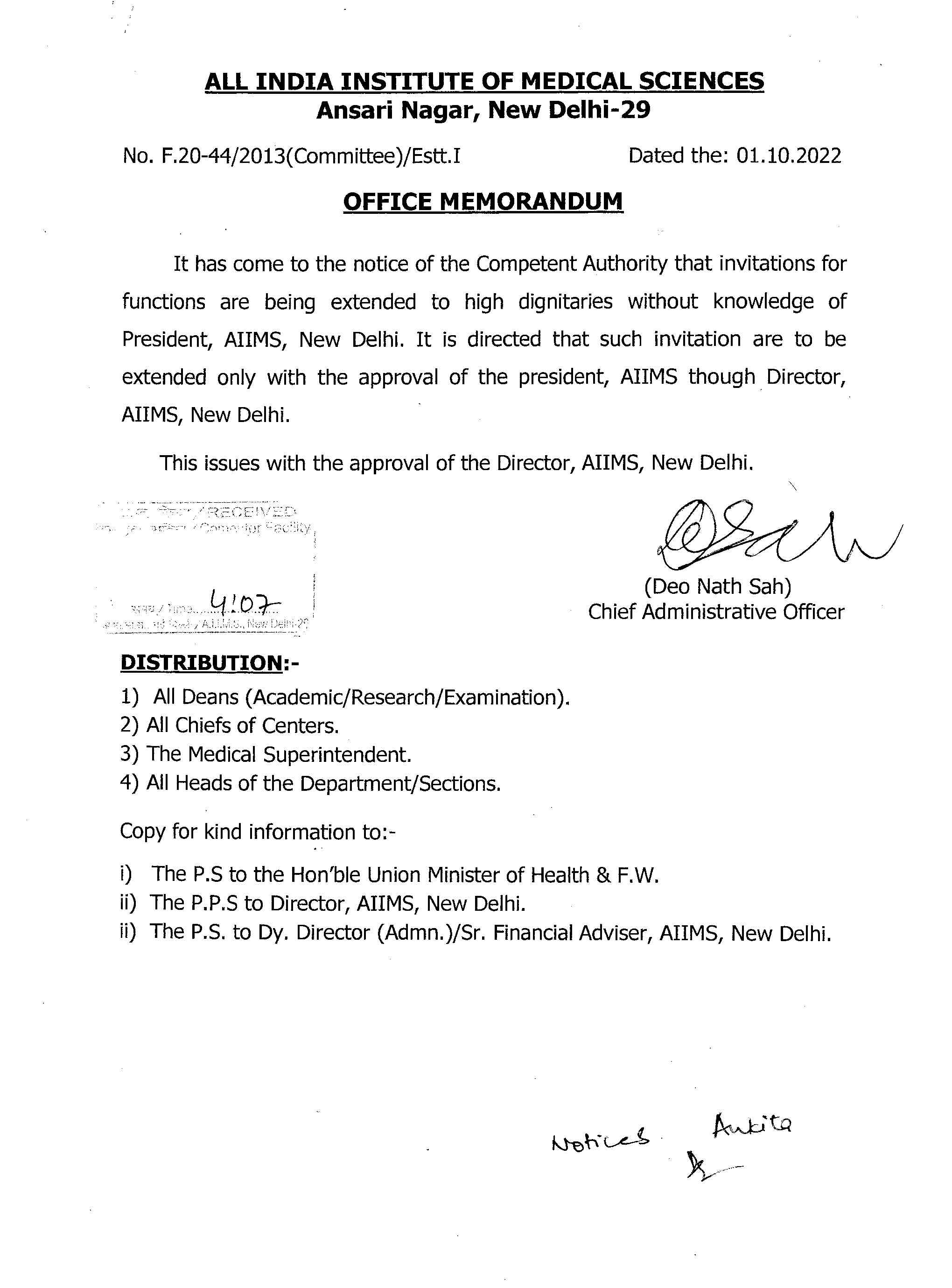 'Health Minister's Approval Needed Before Inviting High Dignitaries ...